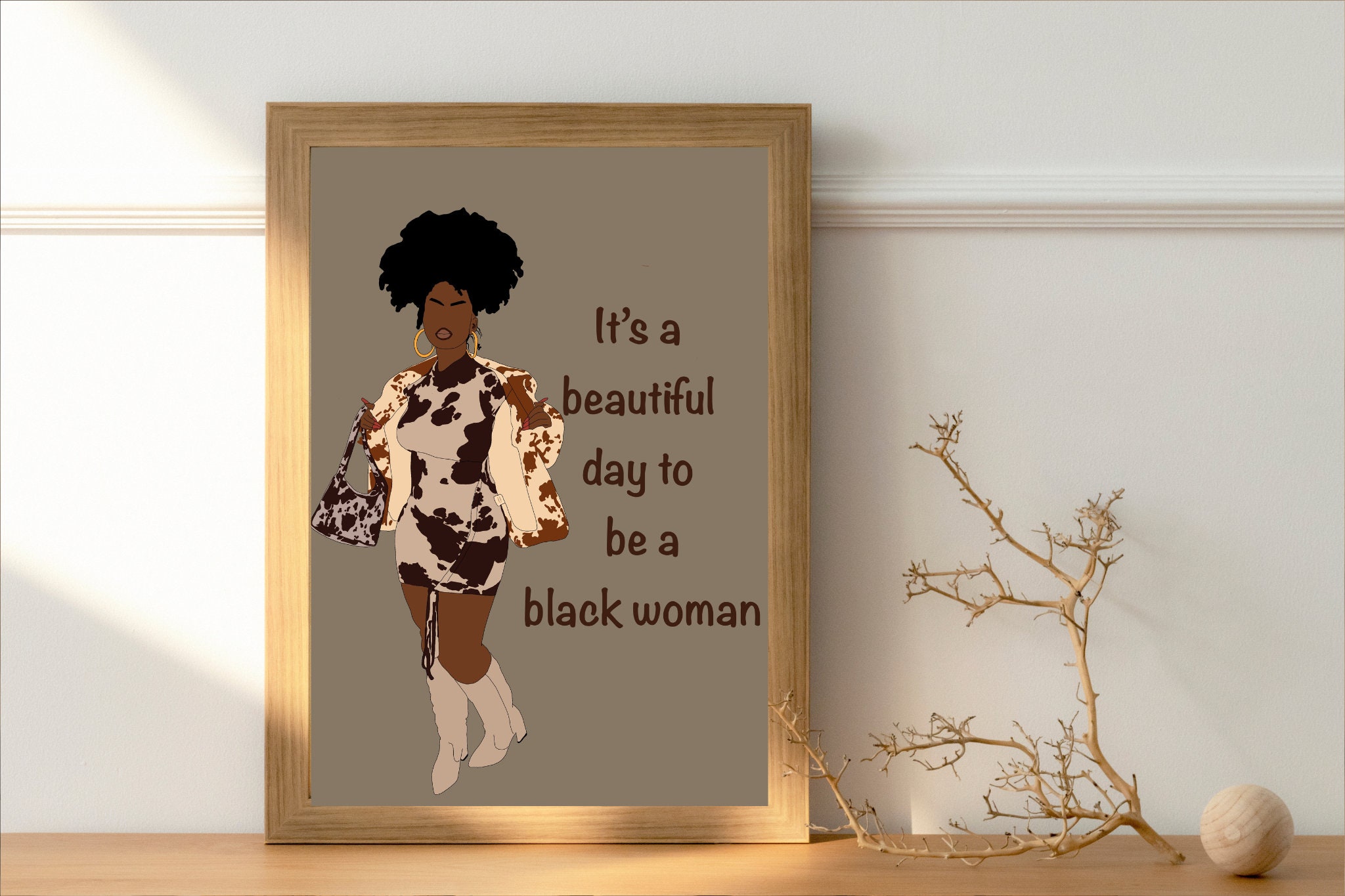 Black Woman Wall Art With Quote, Motivational Quotes Wall Art, Black ...