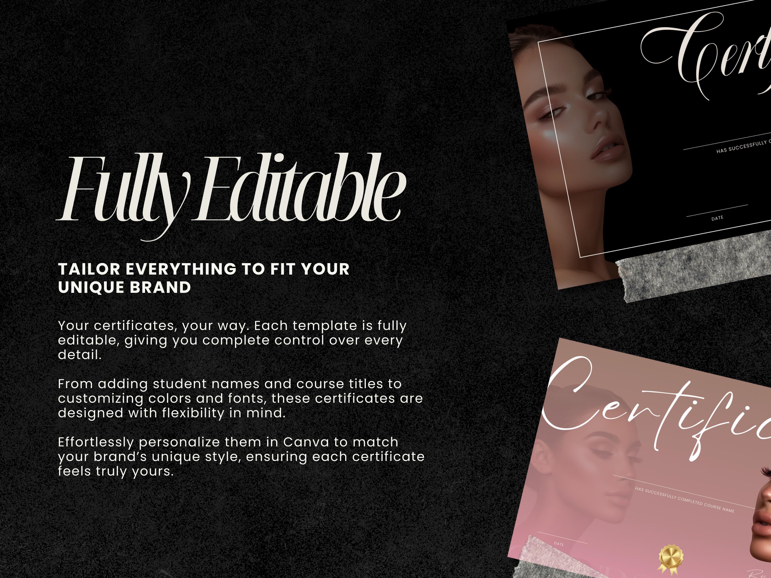 Editable A4 Certificate Templates Black Pink, DIY Certificate of ...