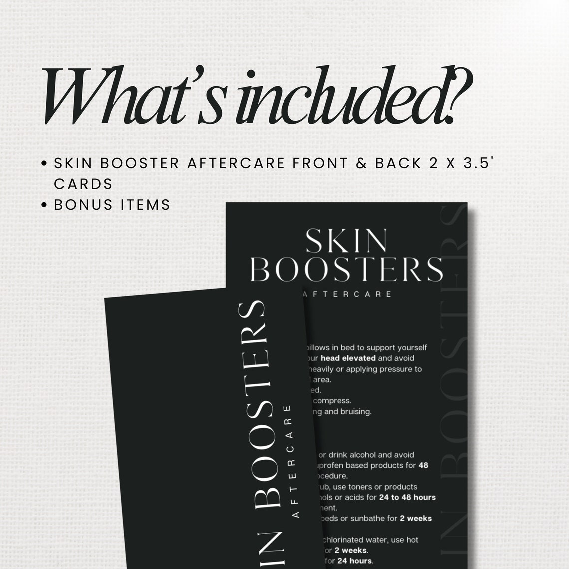 DIY Skin Booster Aftercare Card Design Mini Templates Dark, Editable ...