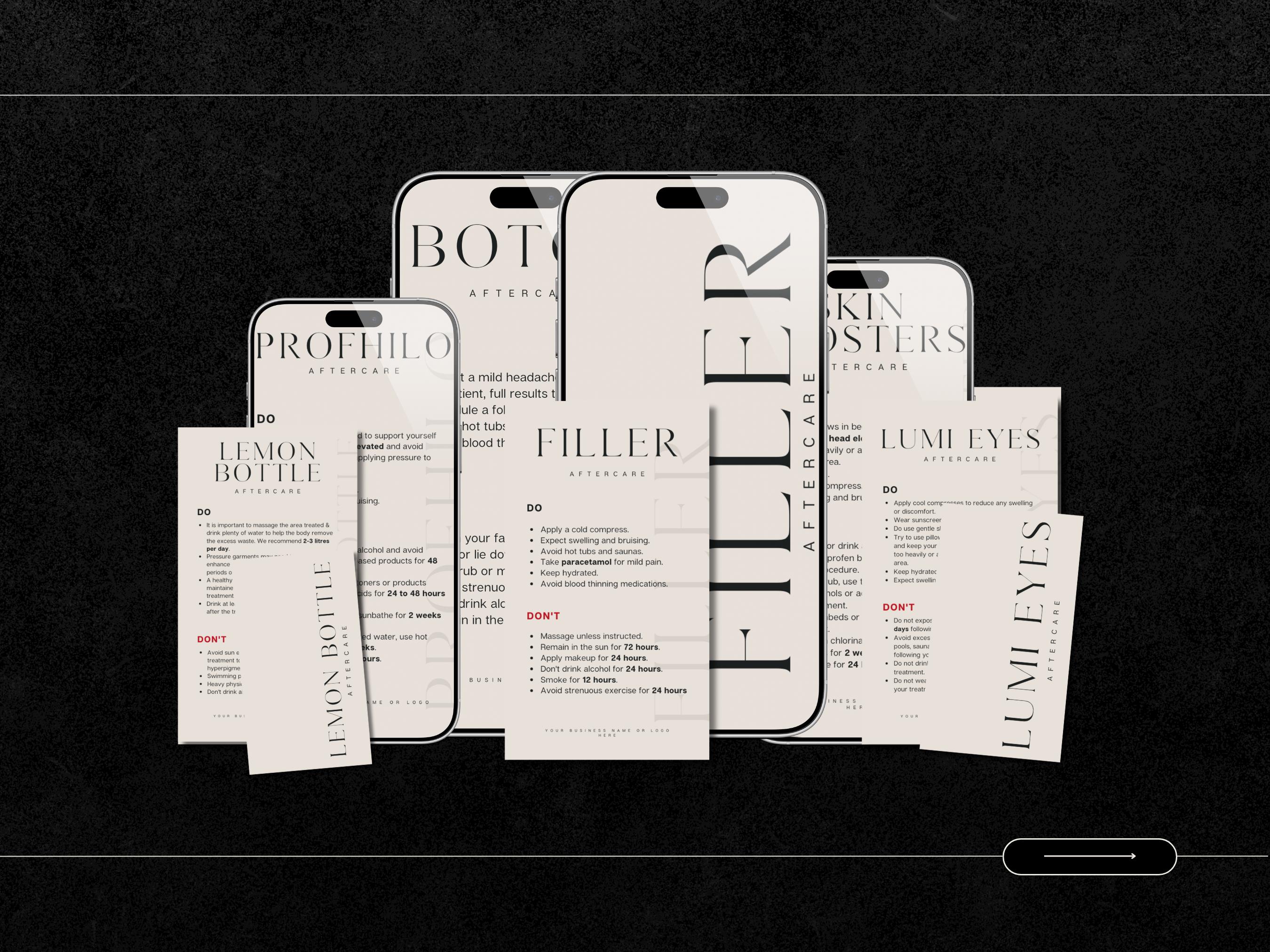 Botox & Filler Aftercare Card Templates Light, Editable Printable ...