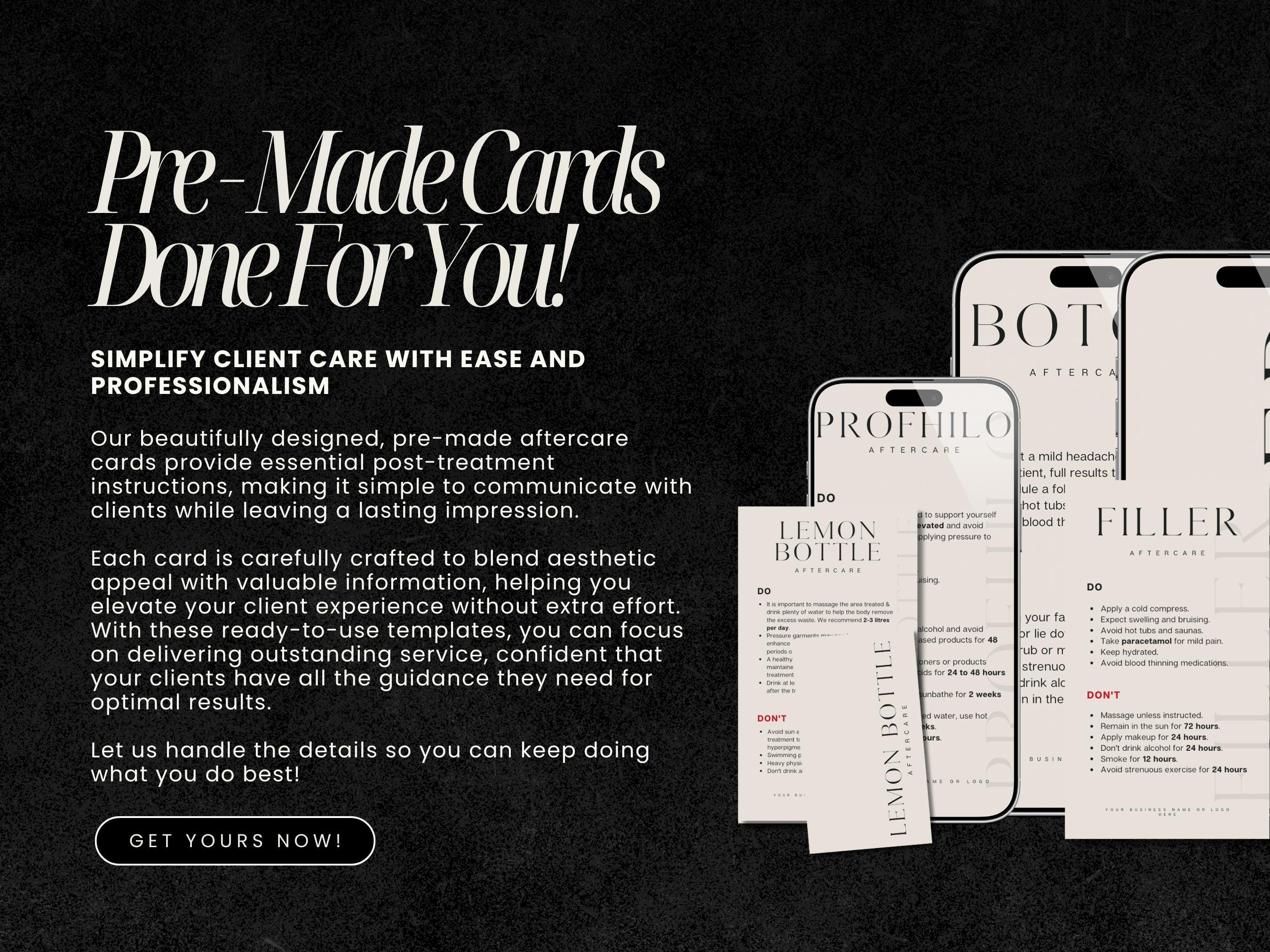 Botox & Filler Aftercare Card Templates Light, Editable Printable ...