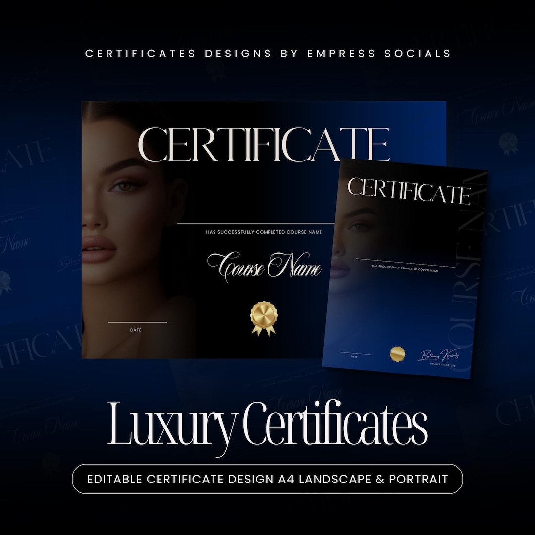 Editable Beauty Certificate Templates A4, DIY Certificate of Completion ...