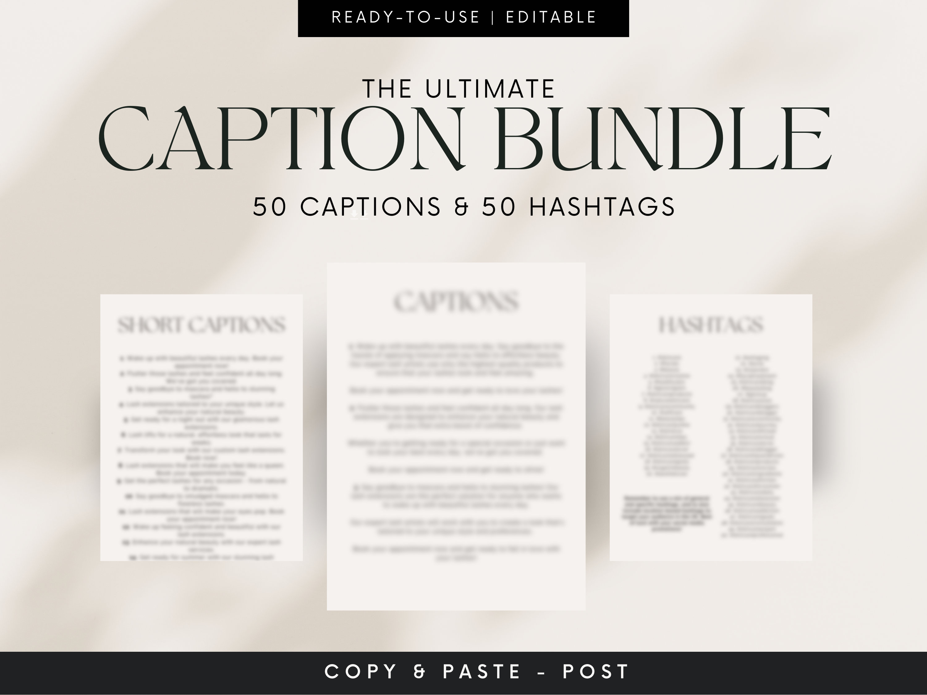 Lash Artist Caption Bundle for Instagram 50 Captions & 50 Hashtags - Etsy
