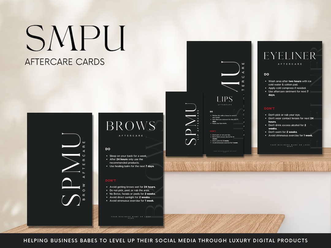 DIY SPMU Aftercare Card Design Mini Templates Dark, Editable, Printable ...