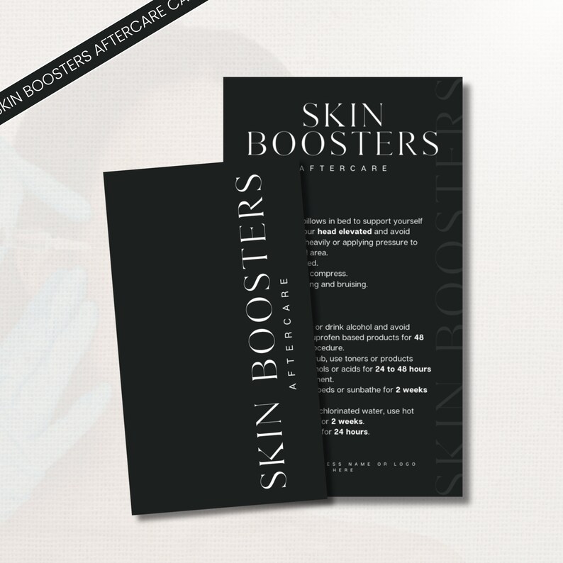 DIY Skin Booster Aftercare Card Design Mini Templates Dark, Editable ...