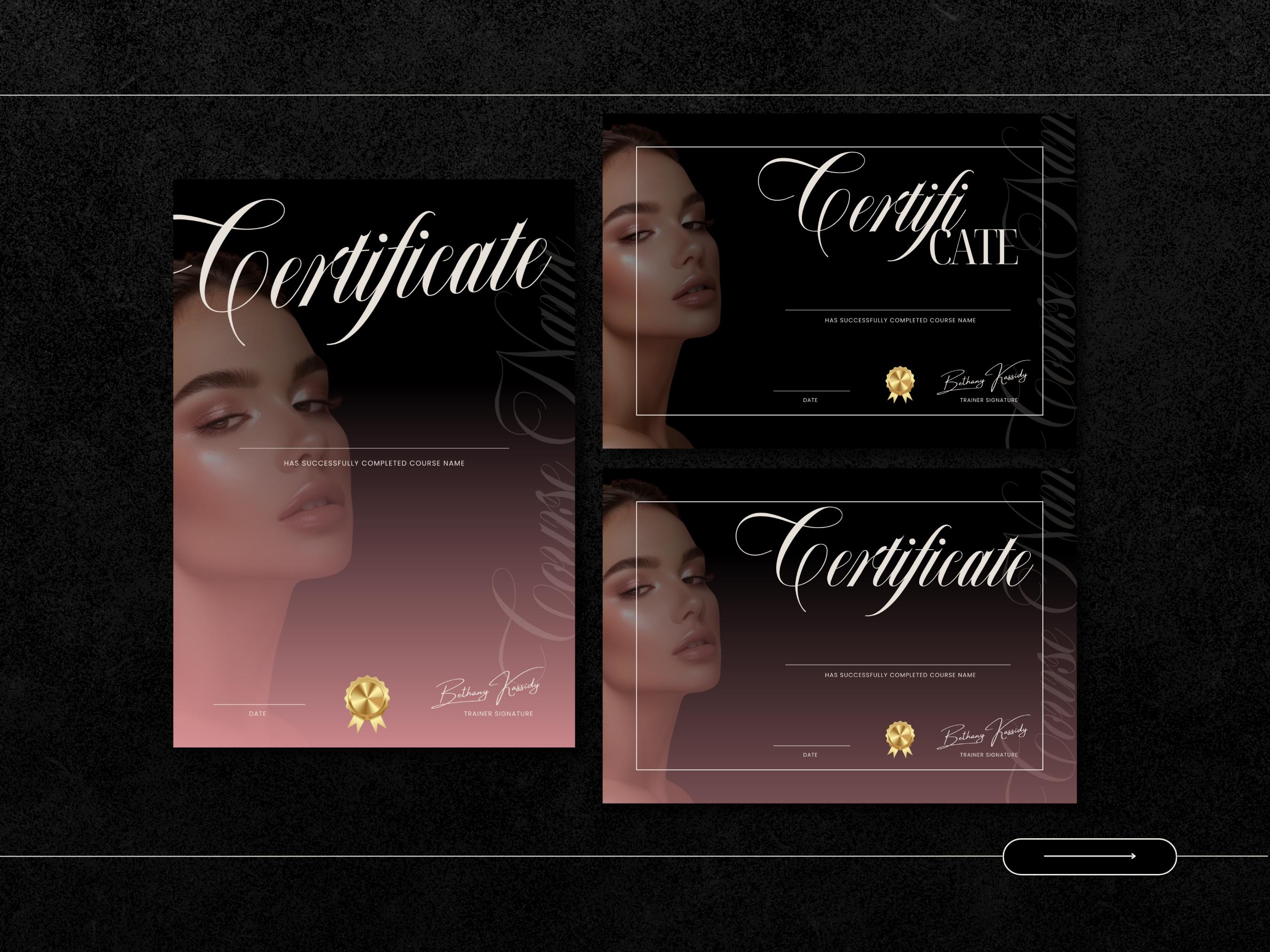 Editable A4 Certificate Templates Black Pink, DIY Certificate of ...