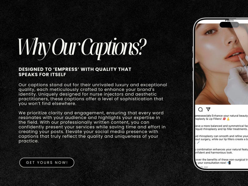 50 Aesthetics Practitioner Instagram Caption Bundle | 50 Hashtags ...