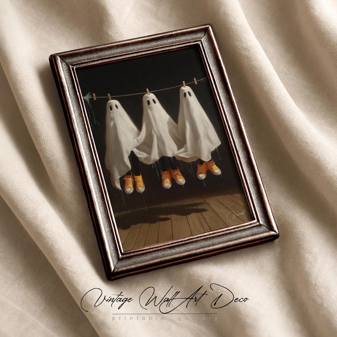 Whimsical Ghost Trio Printable Art – Cute Halloween Wall Decor, Hanging ...