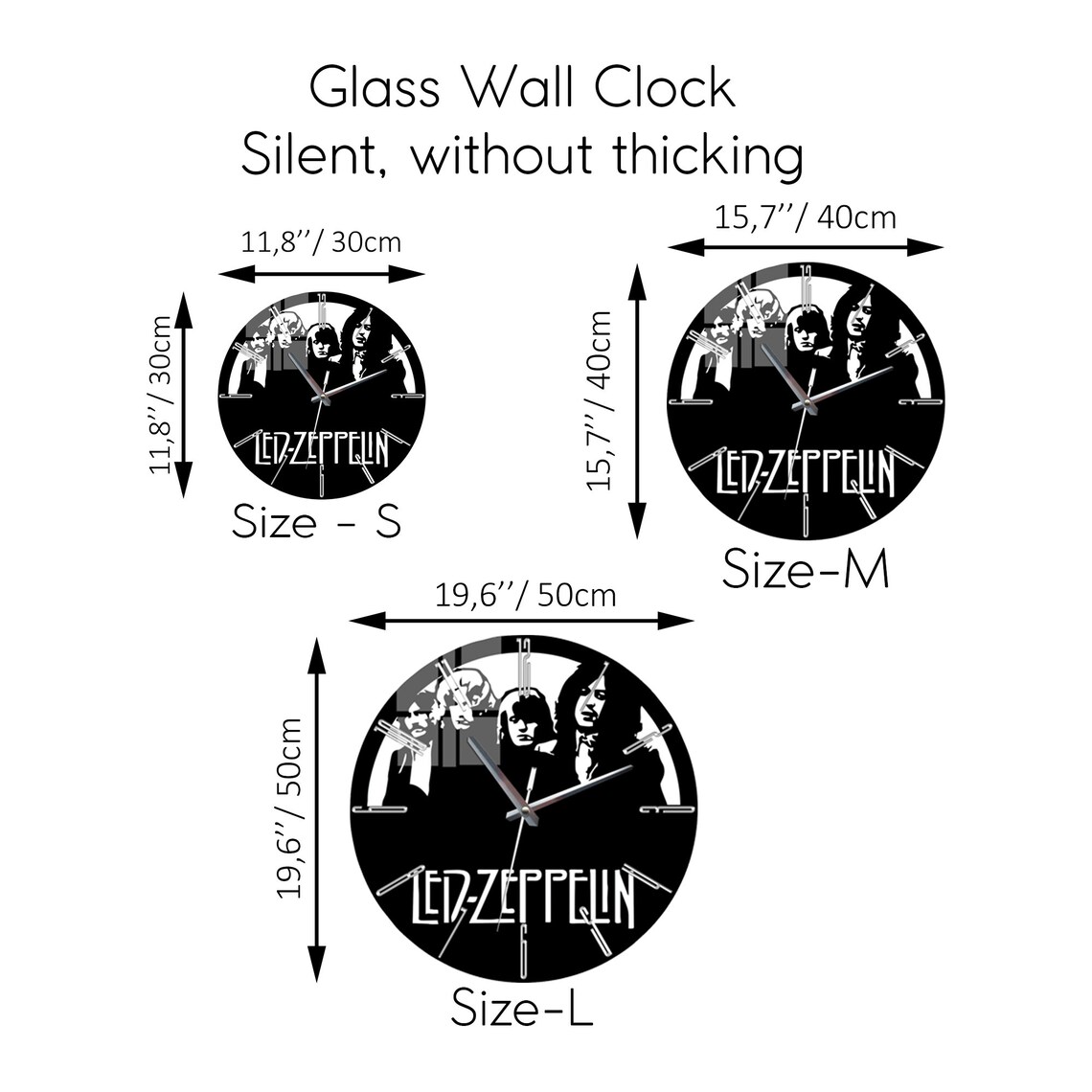 Led Zeppelin Glass Wall Clock Large Wall Clock Silent Non - Etsy