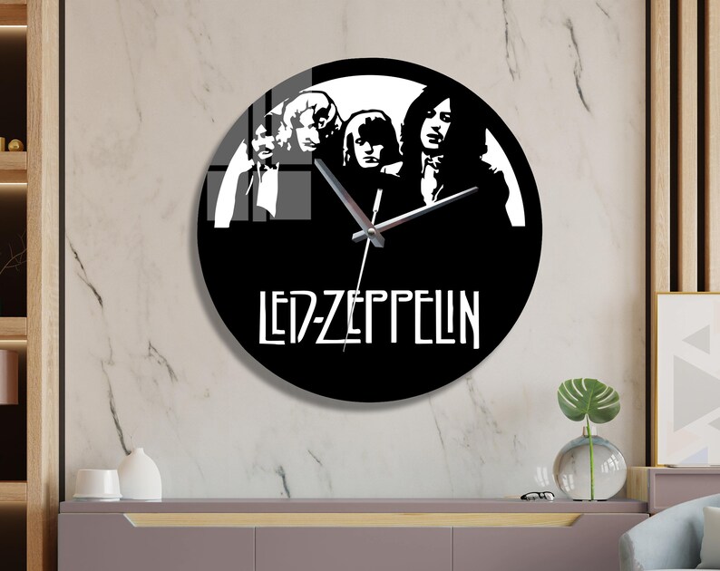 Led Zeppelin Glass Wall Clock, Large Wall Clock Silent Non Ticking ...
