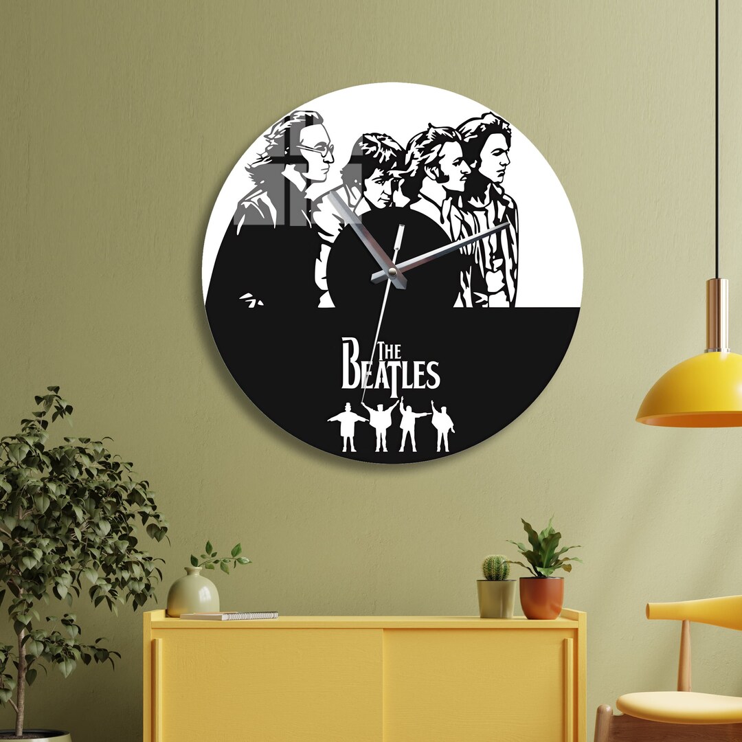 The Beatles Glass Wall Clock, Large Wall Clock, Silent Non Ticking ...