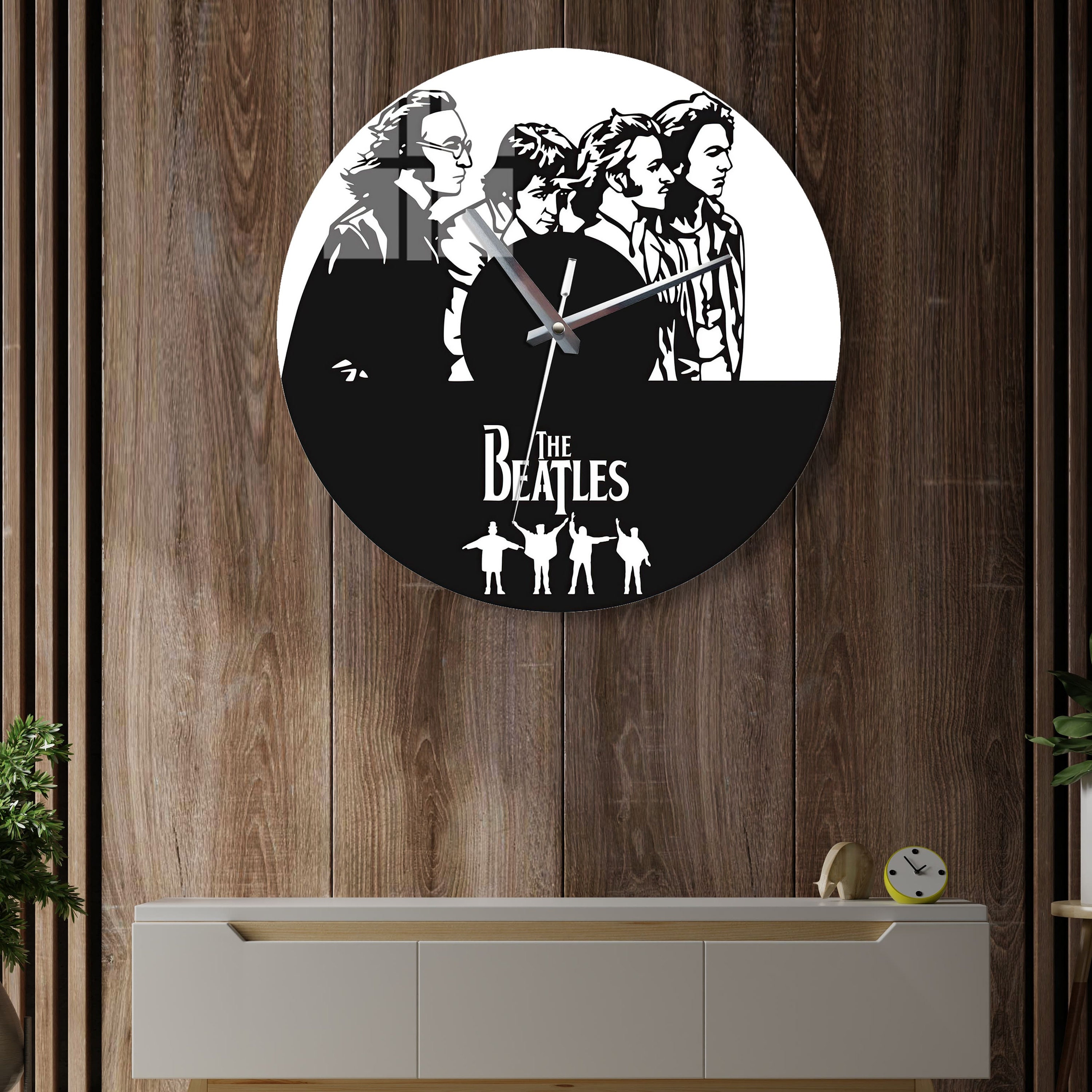 The Beatles Glass Wall Clock, Large Wall Clock, Silent Non Ticking ...