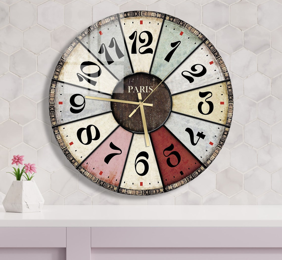 Vintage Style Wall Glass Clock Farmhouse Decor Silent Non - Etsy