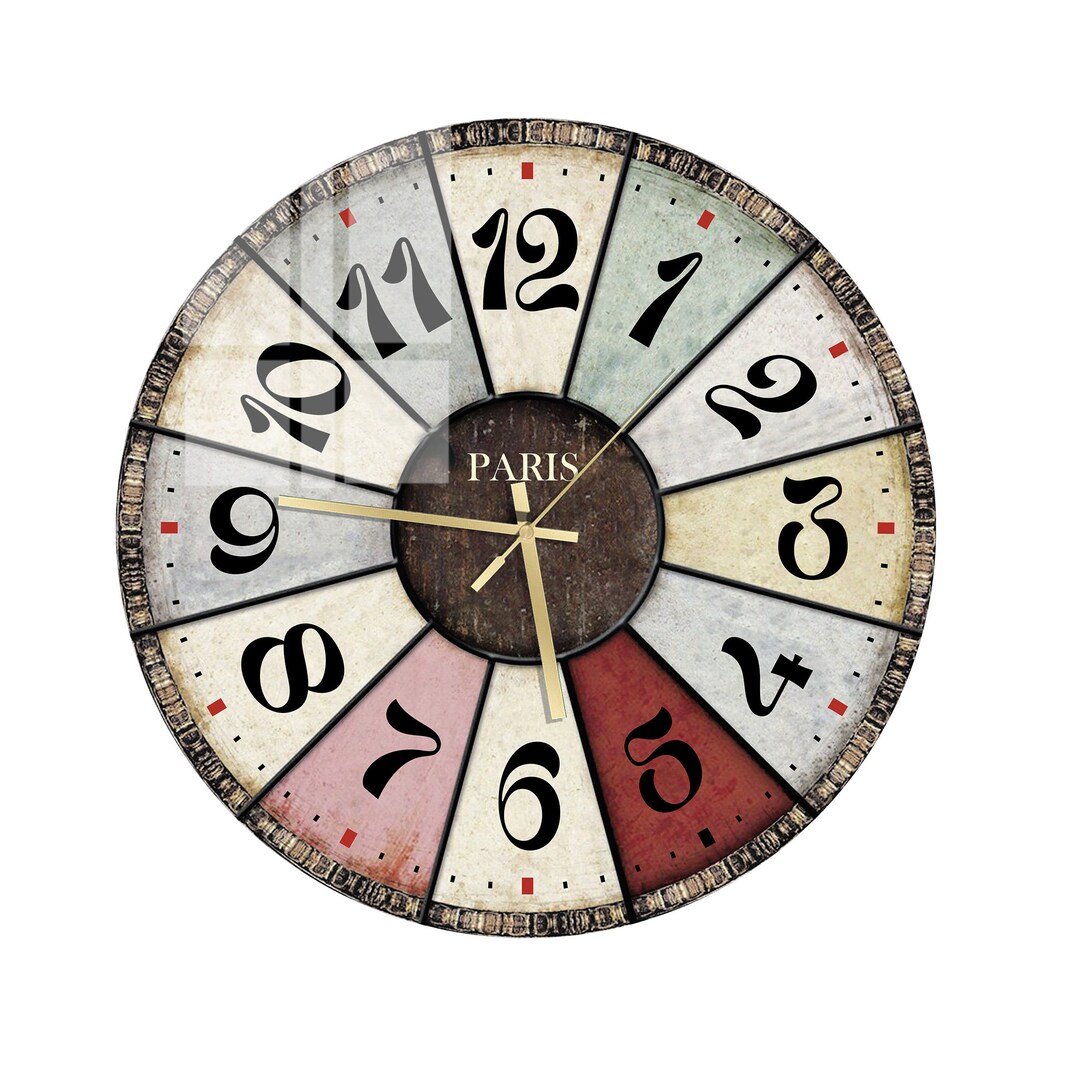 Vintage Style Wall Glass Clock, Farmhouse Decor, Silent Non Ticking ...