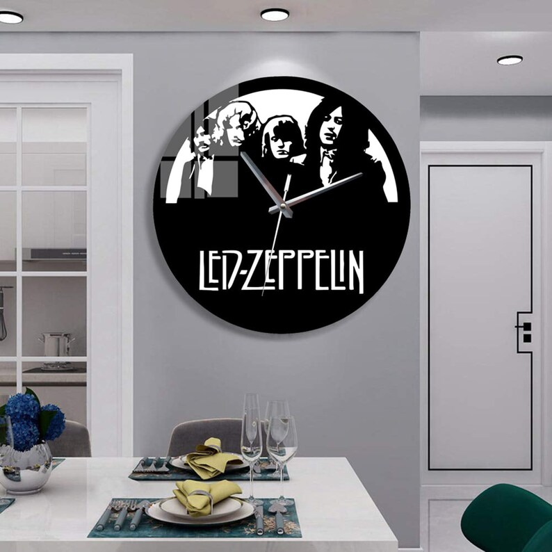 Led Zeppelin Glass Wall Clock, Large Wall Clock Silent Non Ticking ...