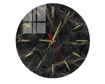 Green and Gold Marble Print Glass Wall Clock, Large Luxury Wall Clock ...