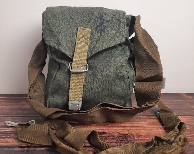 Vintage 80s Polish Army Surplus Camo Gas Mask Shoulder Bag Haversack ...
