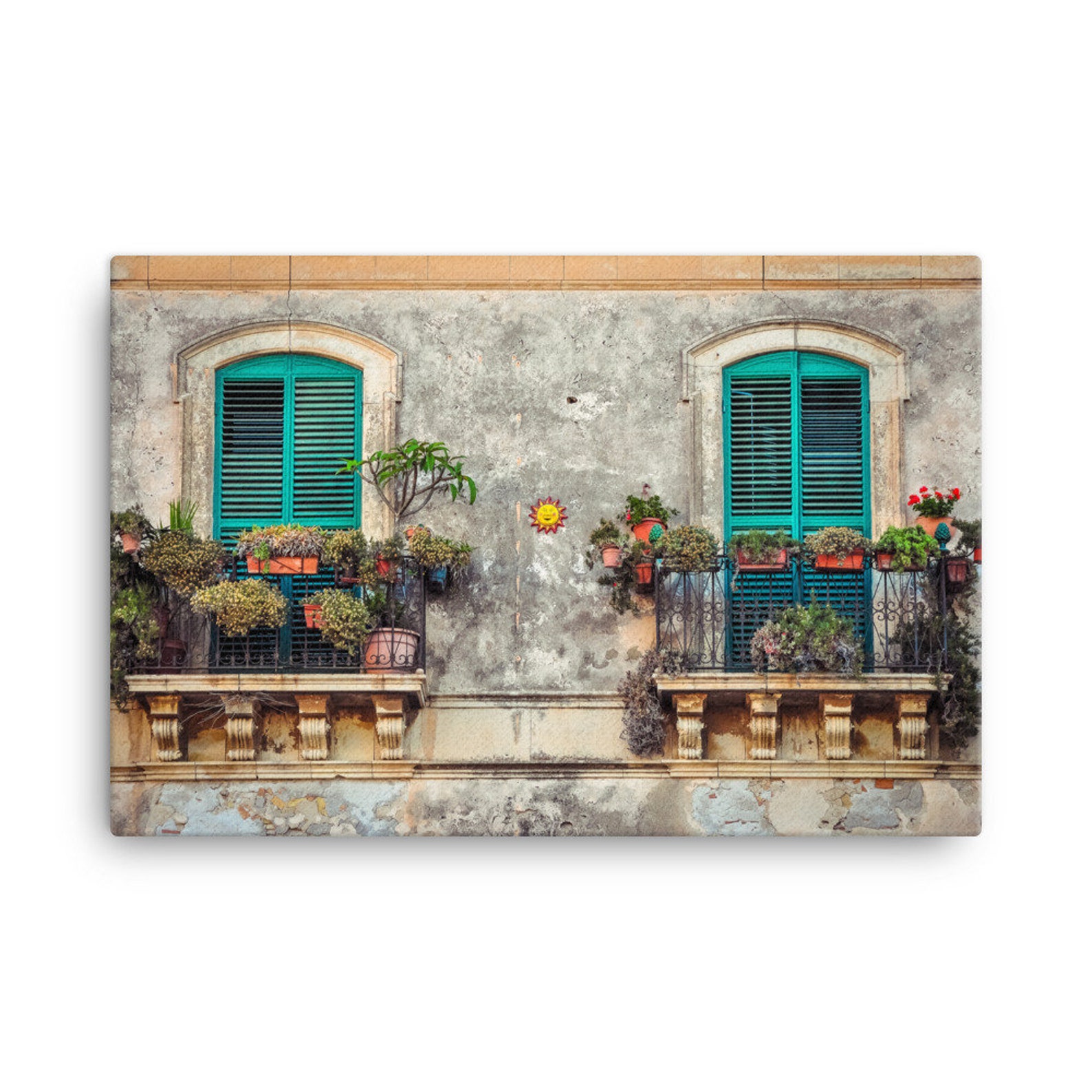 Canvas Balcony Poster, Italy Canvas, Balcony Poster, Rustic Balcony ...