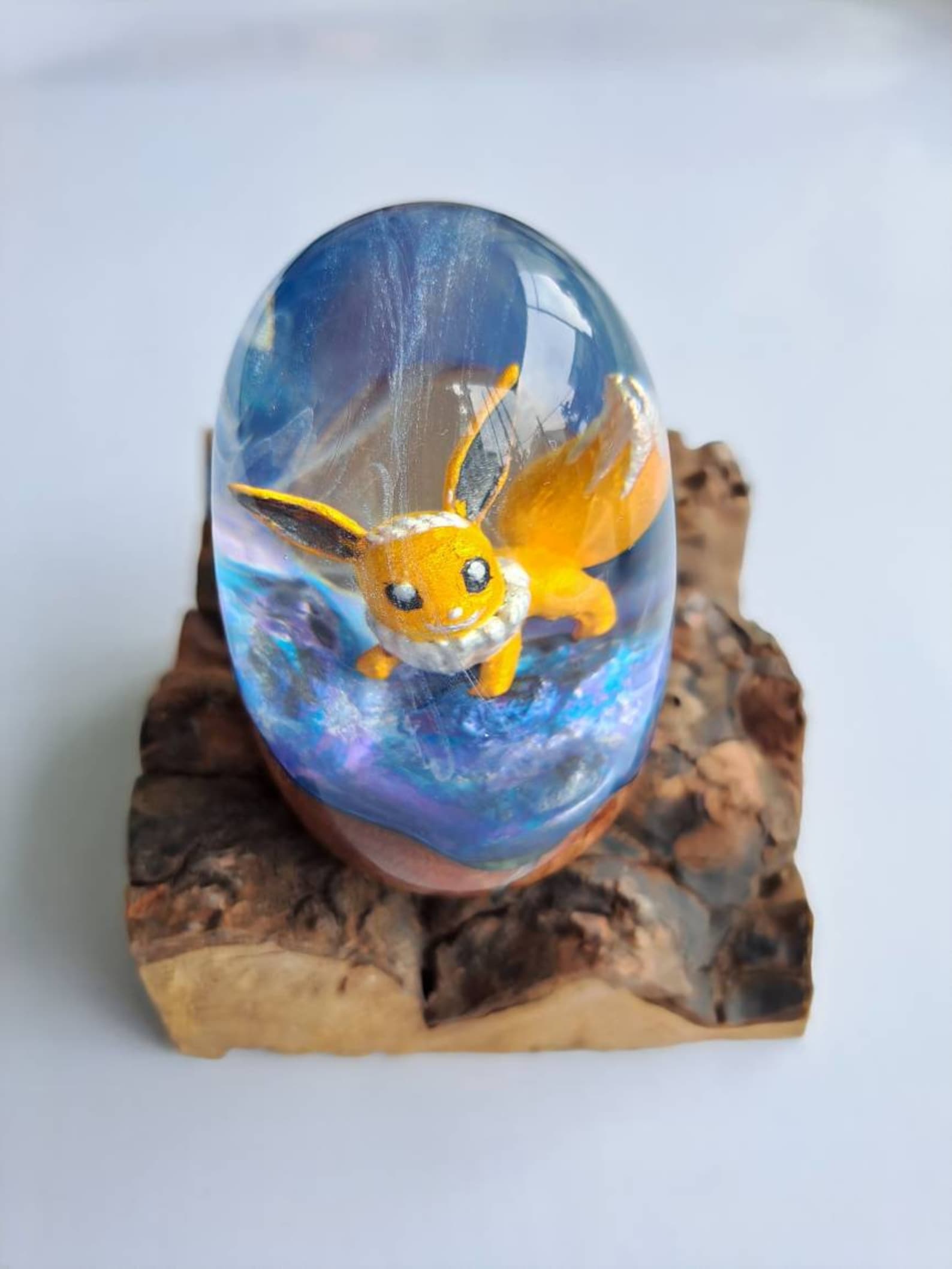 Handmade Pokemon Eevee Dragon Egg, Resin & Burl Wood Base - Etsy