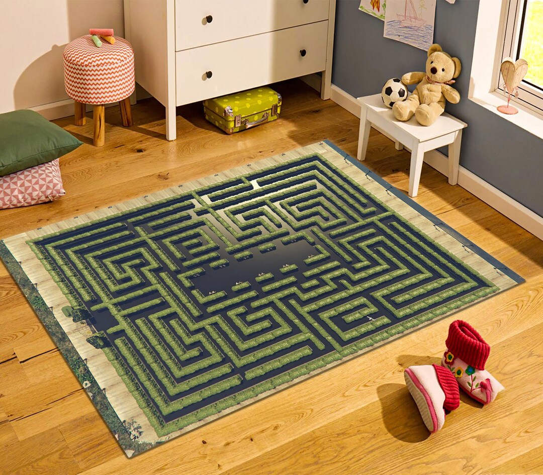 Labyrinth Rug Labyrinth Gamer Rug Gamer Rug Game Room Rug - Etsy