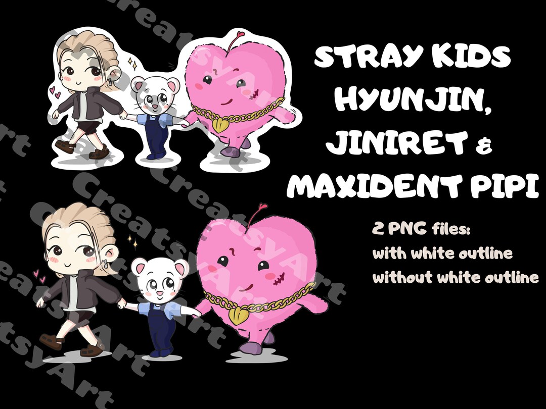 Stray Kids K-pop MAXIDENT Hyunjin, Jiniret & Pipi Printable Sticker ...
