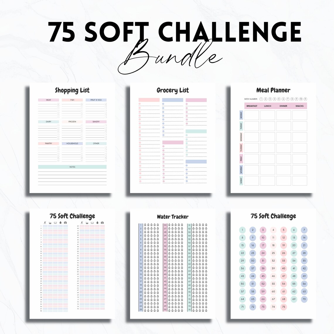 75 Soft Challenge Printable Tracker Bundle, 75 Soft Pdf, 75 Soft ...