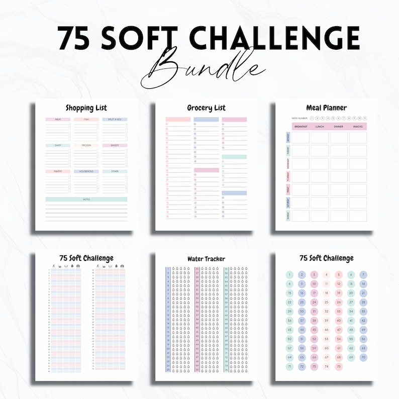 75 Soft Challenge Printable Tracker Bundle, 75 Soft Pdf, 75 Soft ...