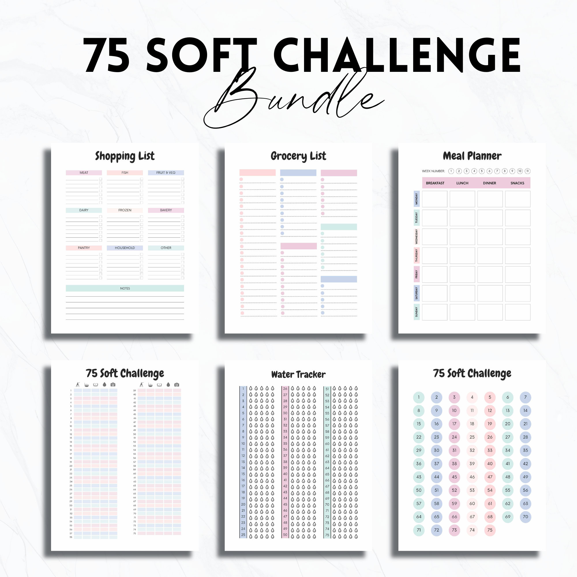 75 Soft Challenge Printable Tracker Bundle, 75 Soft Pdf, 75 Soft ...