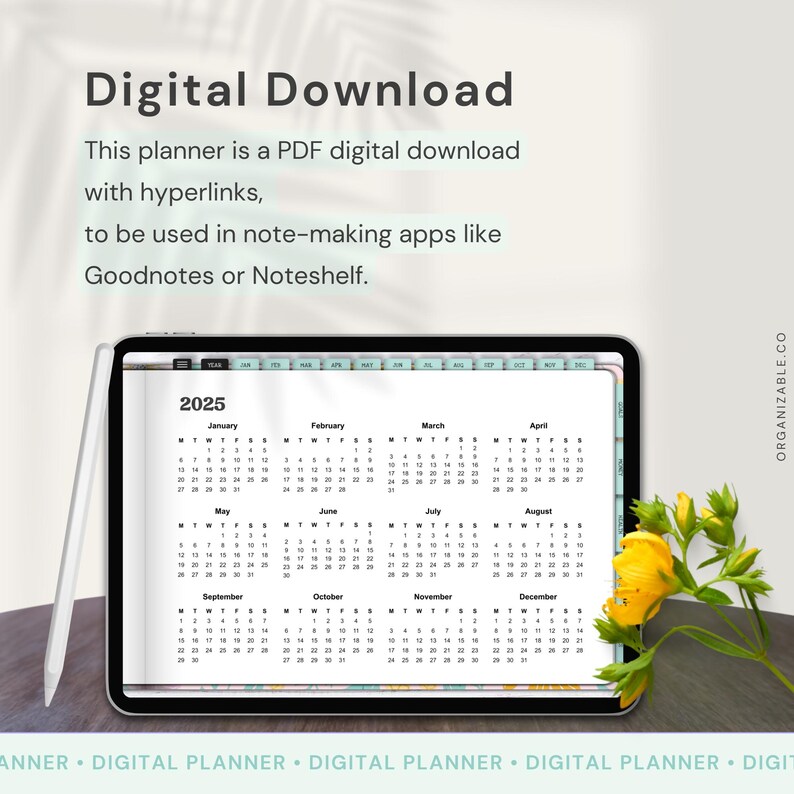 Digital Planner 2025 for Goodnotes, 1 Page Landscape Planner, Digital ...