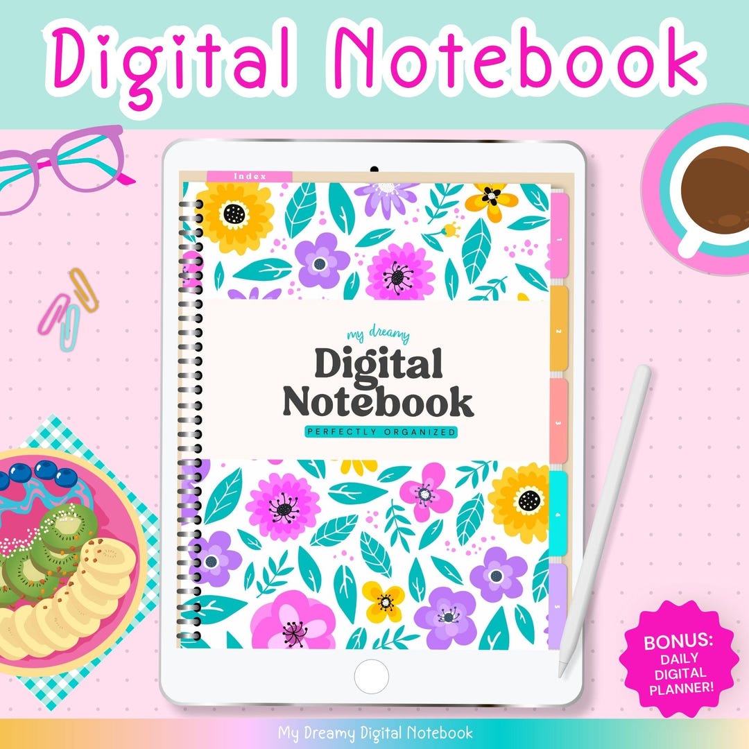 Digital Notebook for Goodnotes & Noteshelf | Colorful Hyperlinked ...