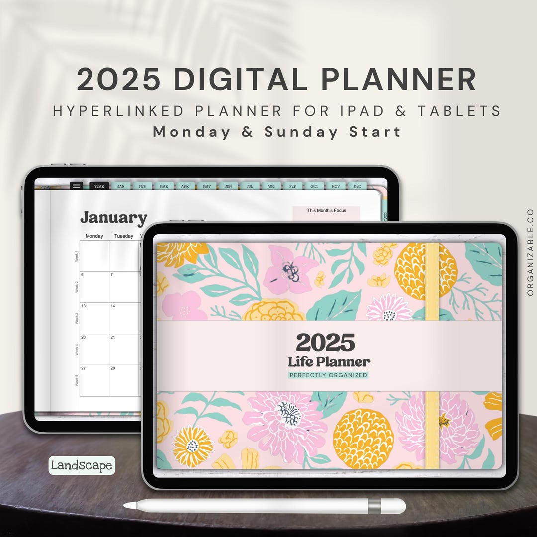 Digital Planner 2025 for Goodnotes, 1 Page Landscape Planner, Digital ...