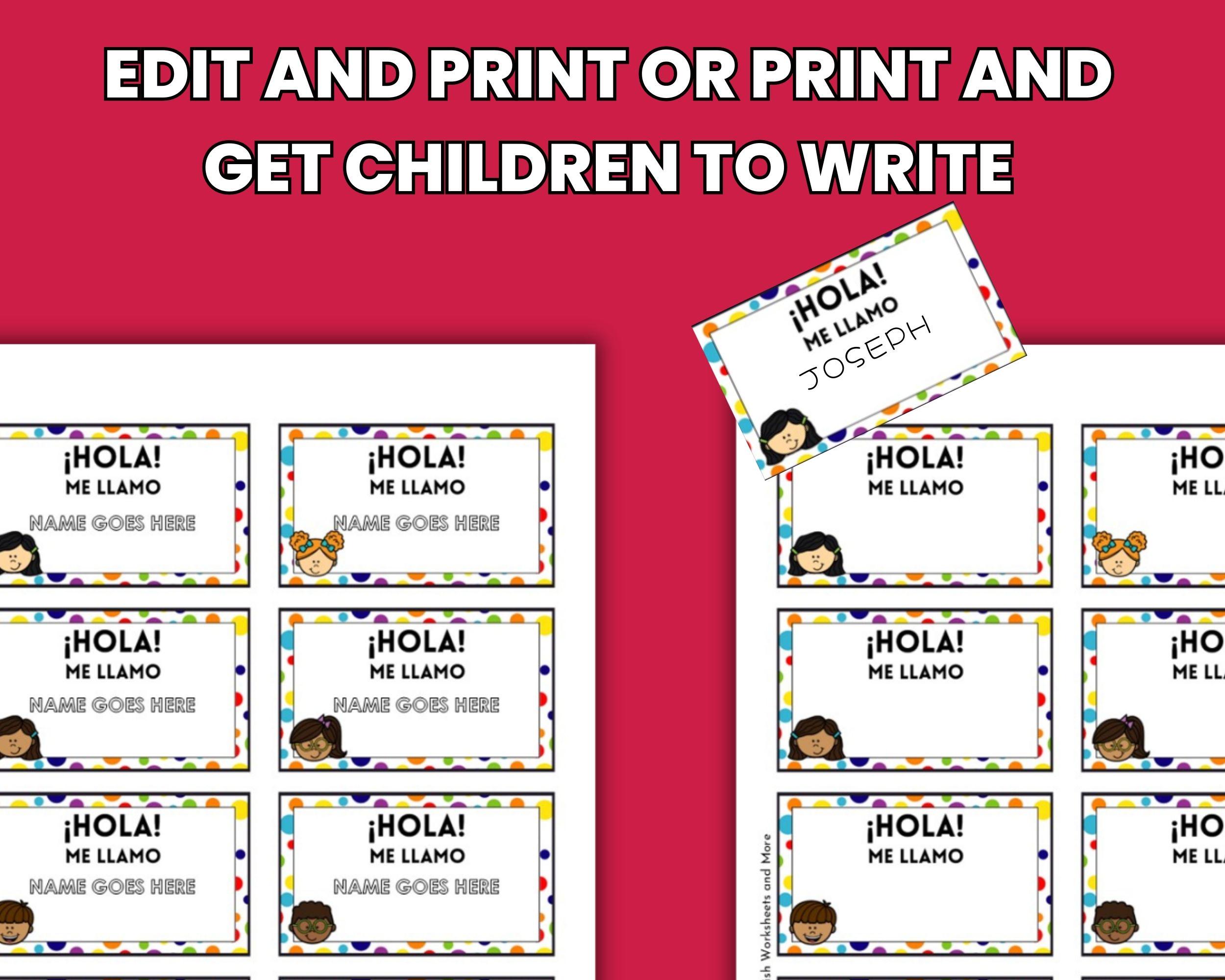 Editable Spanish Name Tags – Hola Me Llamo, Spanish Classroom (PPT ...