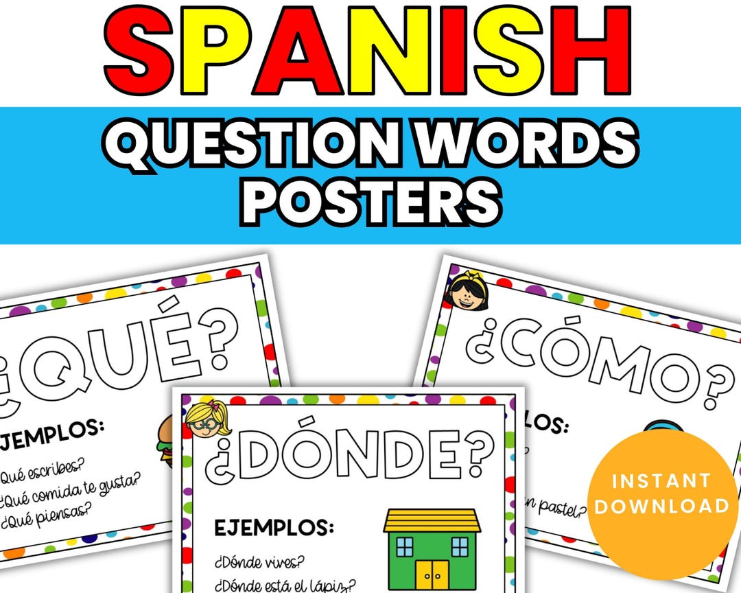 Spanish Question Words Posters for Classroom Decor - Bright ...