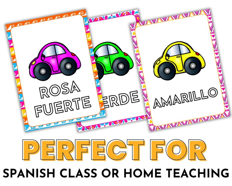 Spanish Color Posters for Classroom Deco or Homeschooling With Cars Los ...