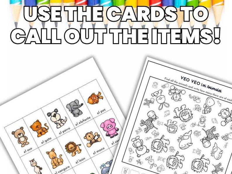 Spanish I Spy Animals Worksheet | Veo Veo Los Animales Activity for ...