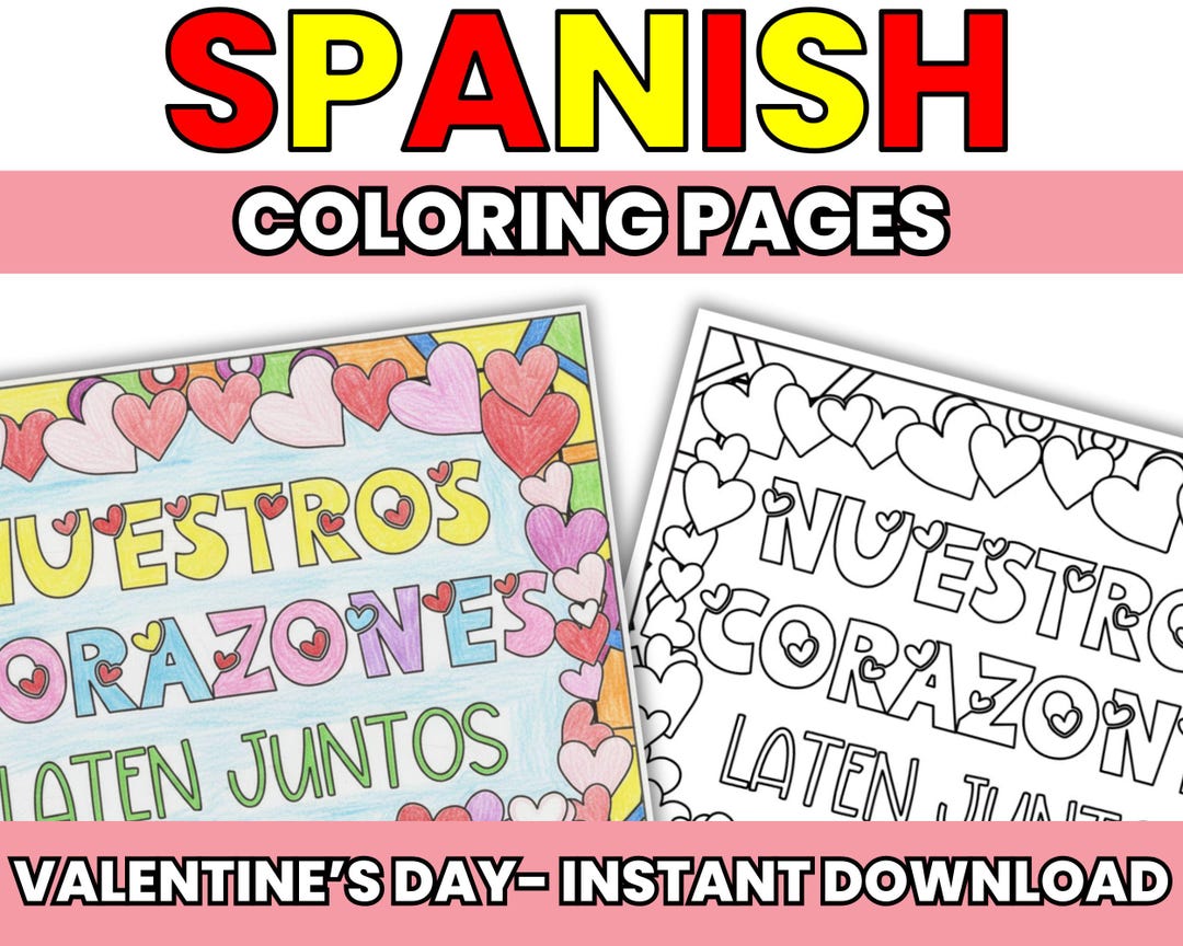 Spanish Valentine's Day Coloring Pages – San Valentín Middle and High ...