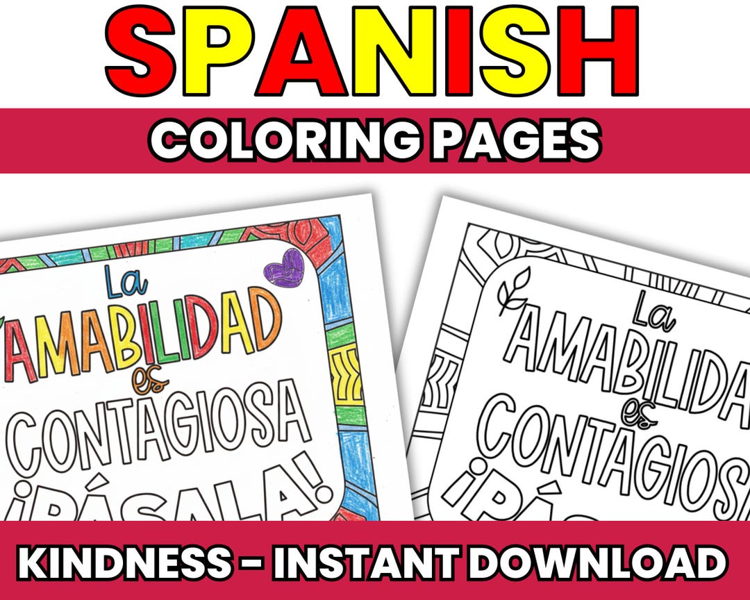 Spanish Kindness Coloring Pages – SEL Classroom Decor (digital Download ...
