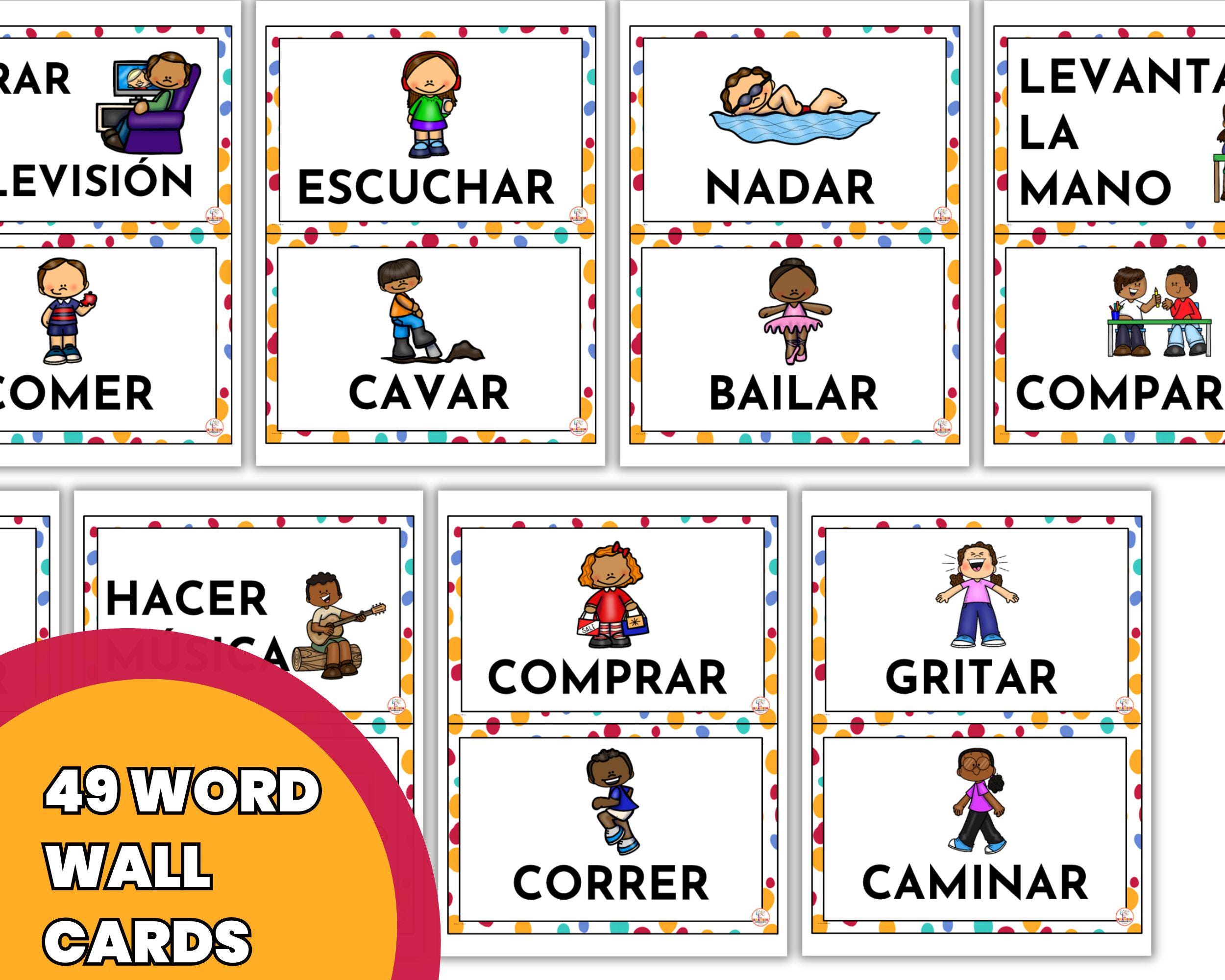 Spanish Action Verbs Word Wall Posters - Elementary Spanish Classroom ...
