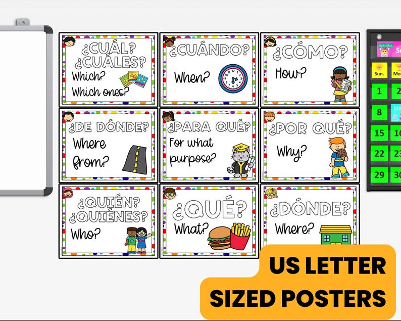 Spanish Question Words Posters for Classroom Decor - Bright ...