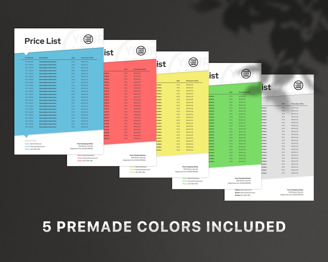Price List Template. Modern and Easy to Edit Digital Canva Price List ...