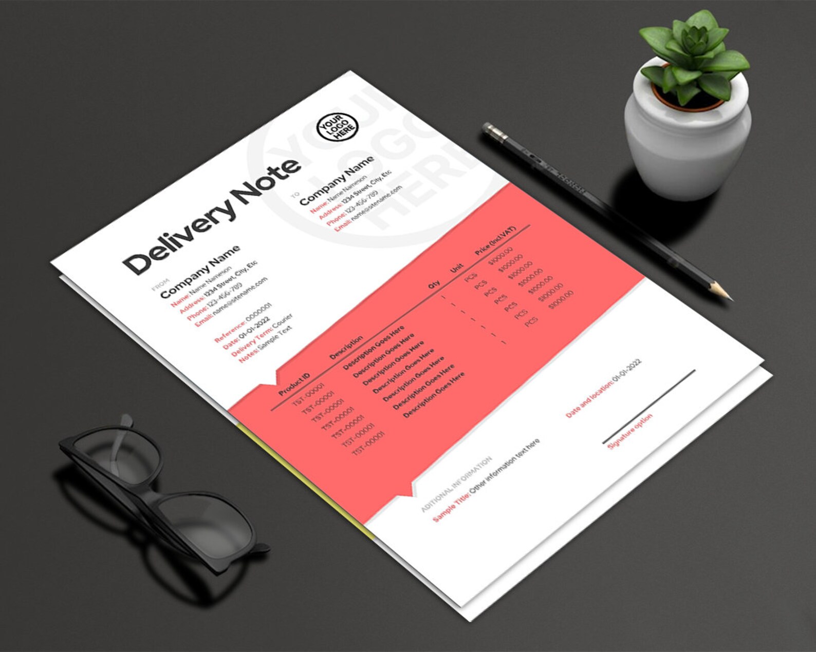 Delivery Note Template. Modern and Easy to Edit Digital Canva Delivery ...