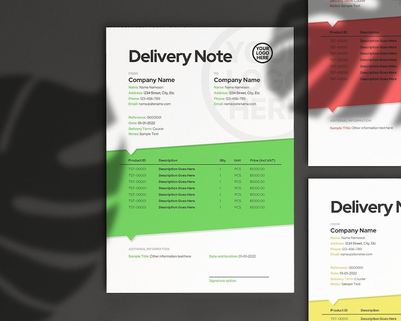 Delivery Note Template. Modern and Easy to Edit Digital Canva Delivery ...