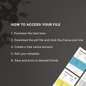 Delivery Note Template. Modern and Easy to Edit Digital Canva Delivery ...