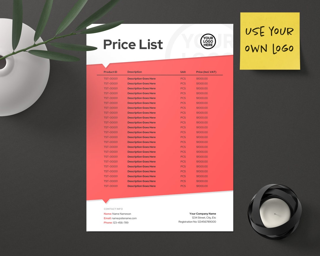 Price List Template. Modern and Easy to Edit Digital Canva Price List ...