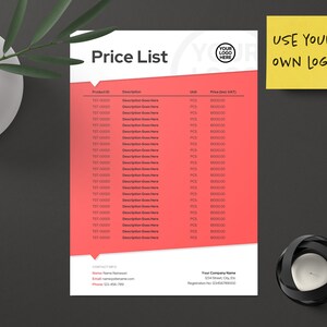 Price List Template. Modern and Easy to Edit Digital Canva Price List ...