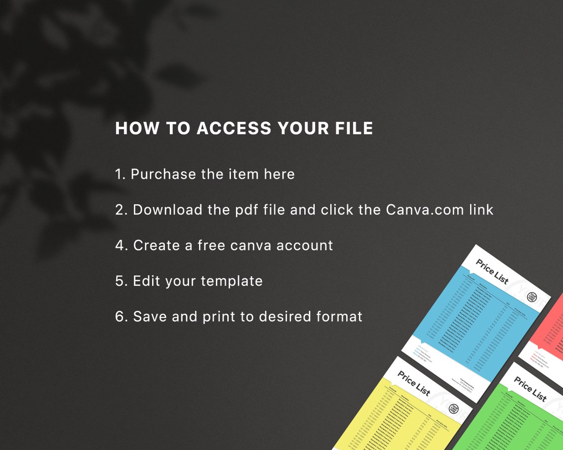 Price List Template. Modern and Easy to Edit Digital Canva Price List ...