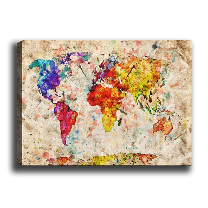 World Map Painting - Etsy