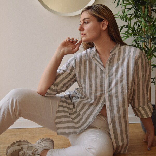 Stripe Linen Shirt - Etsy