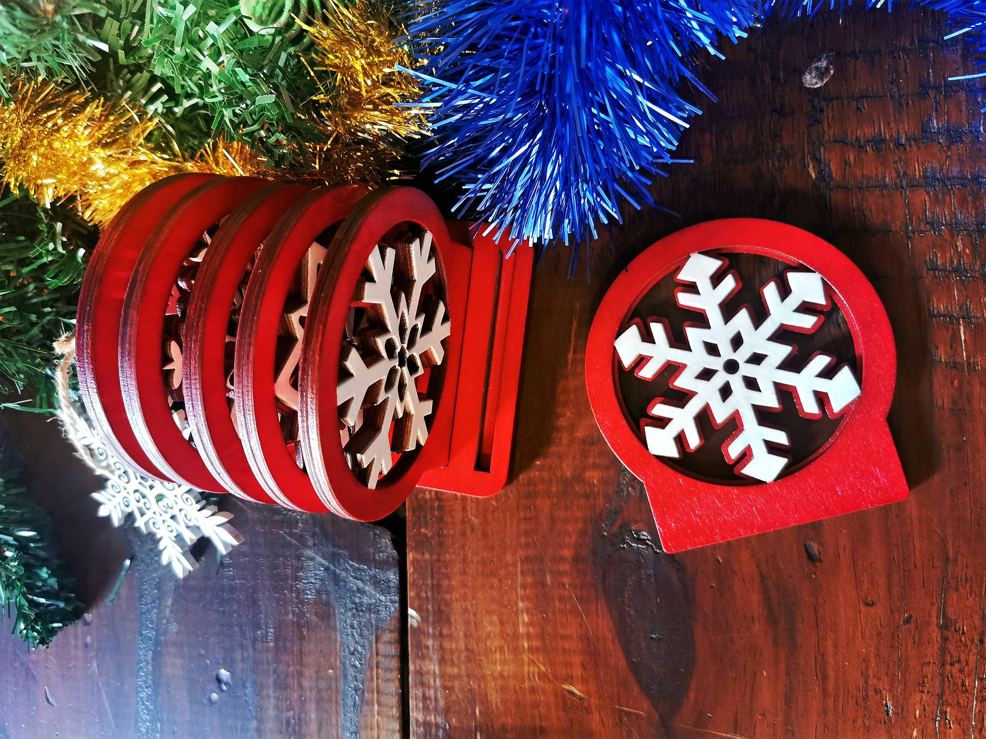 Snowflake Coaster SVG Set, Christmas Coaster SVG, Christmas Decoration ...