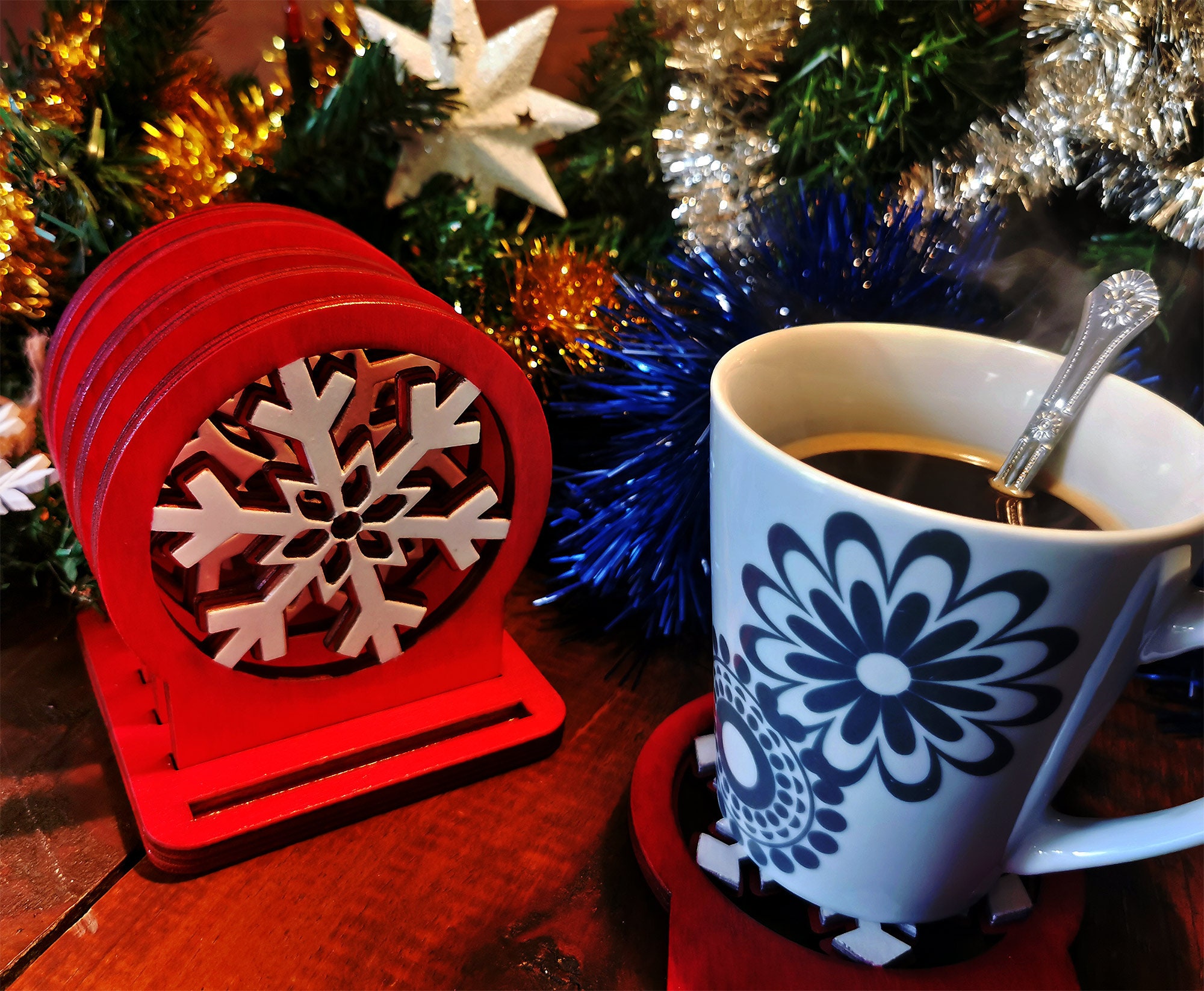 Snowflake Coaster SVG Set: Christmas Laser Cut Files - Etsy